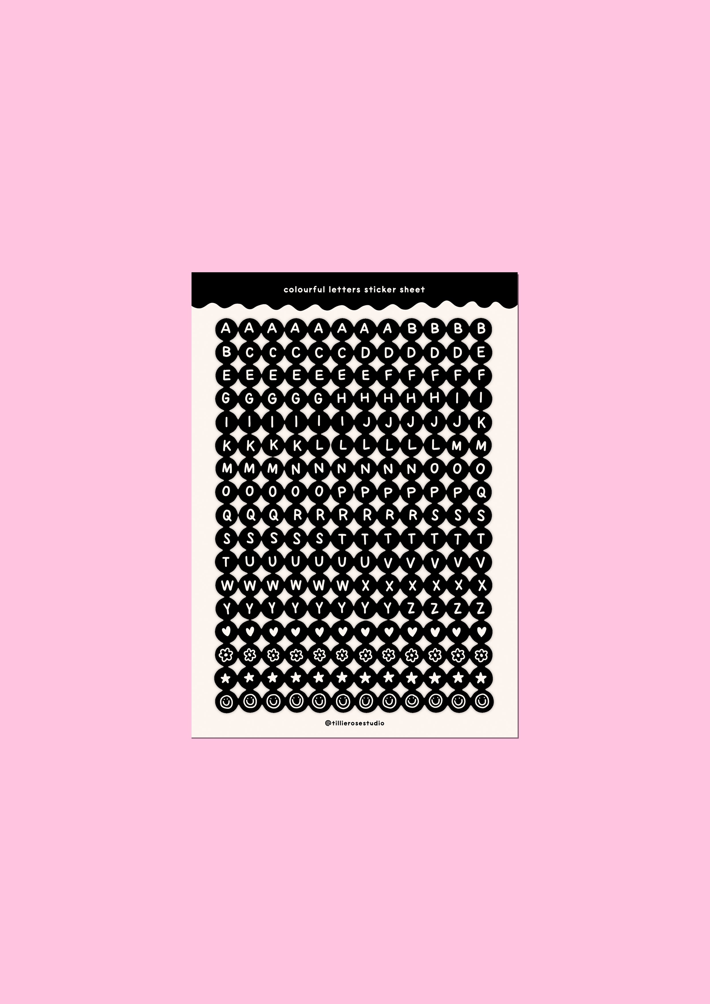 Black Letter Bead Sticker Sheet – Tillie Rose Studio