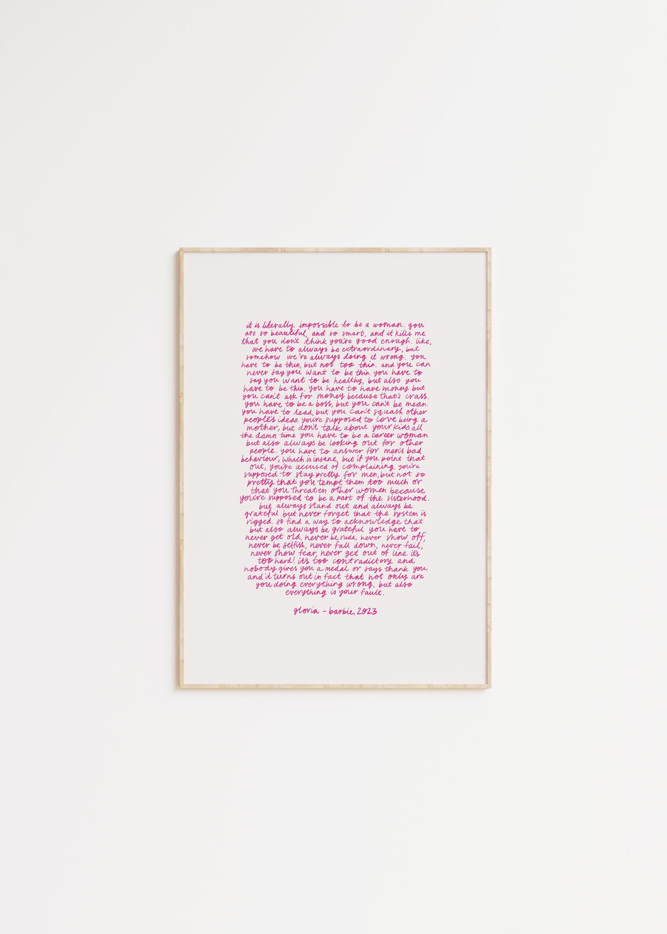 Barbie Monologue Quote Print – Tillie Rose Studio