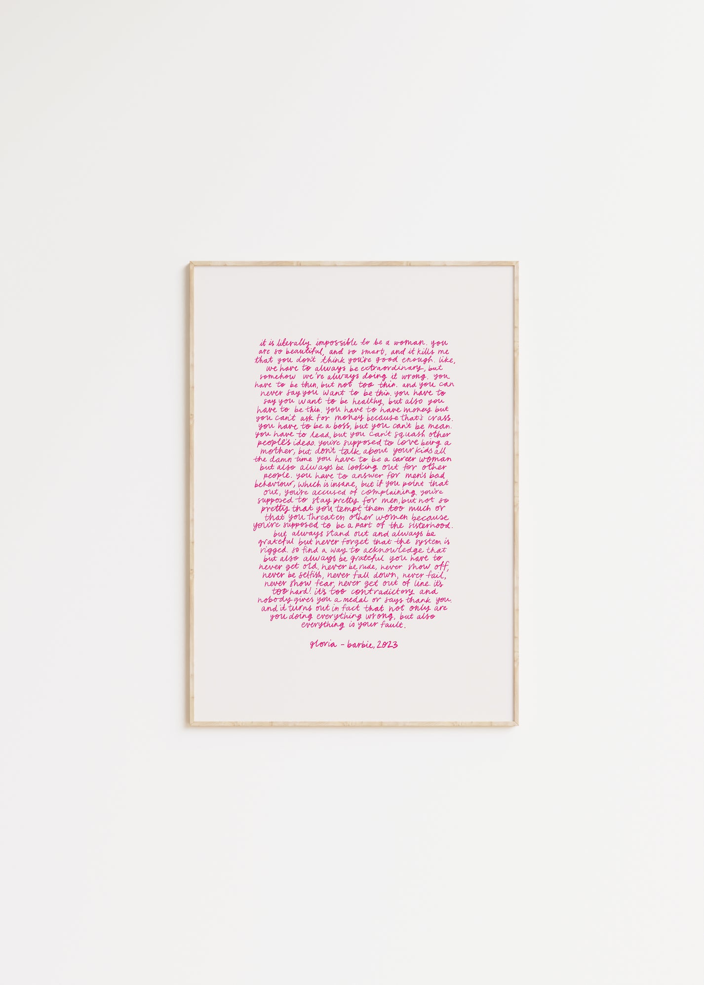 Barbie Monologue Quote Print – Tillie Rose Studio