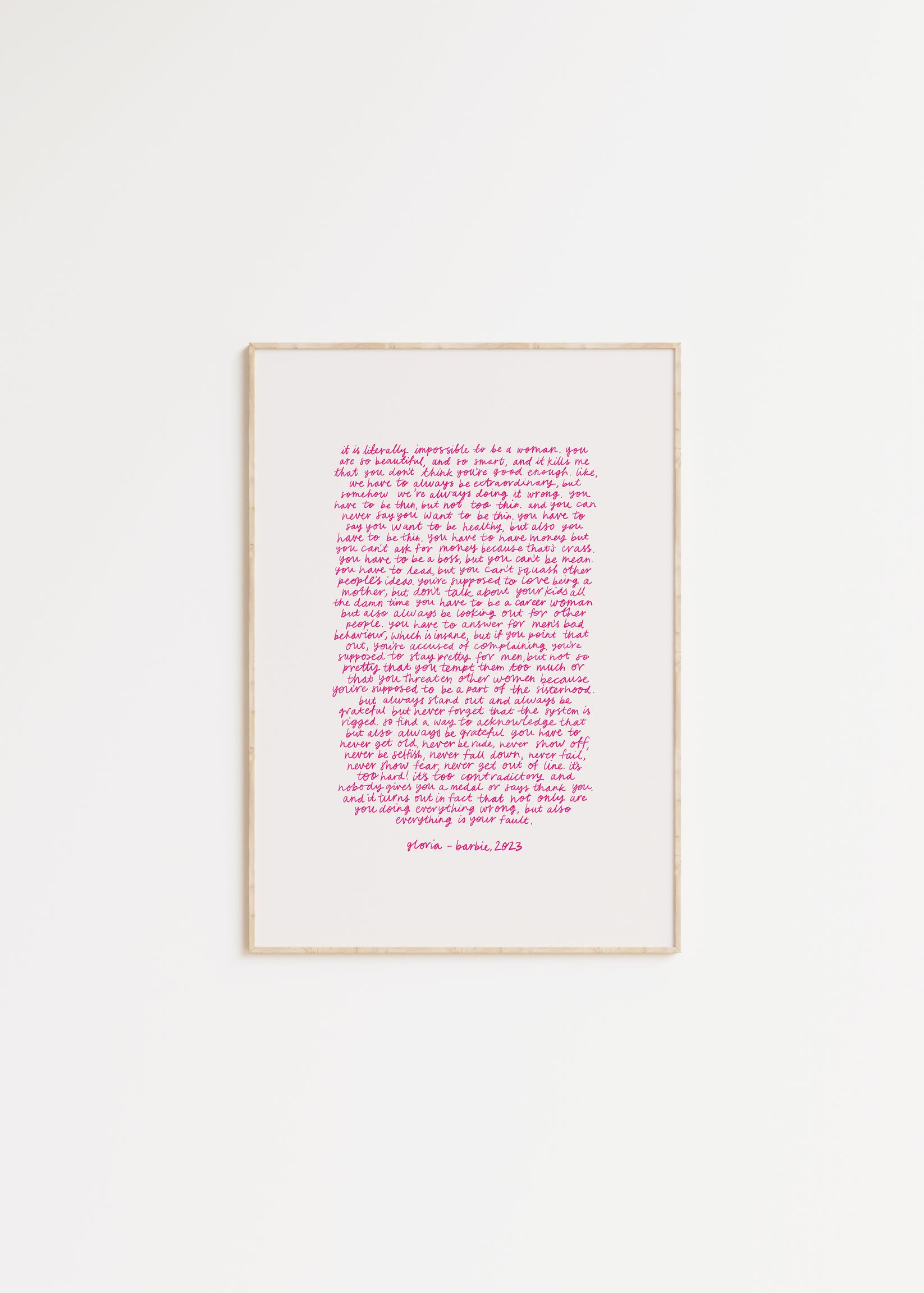 Barbie Monologue Quote Print – Tillie Rose Studio