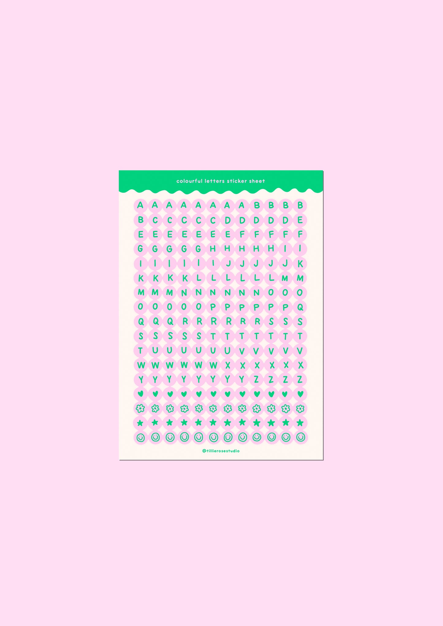 Green and Pink Letter Bead Sticker Sheet – Tillie Rose Studio