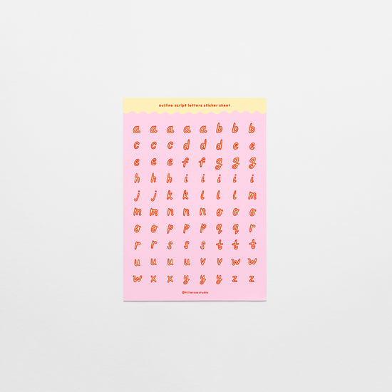 Pink, Red & Yellow Outline Script Letters Sticker Sheet – Tillie Rose ...